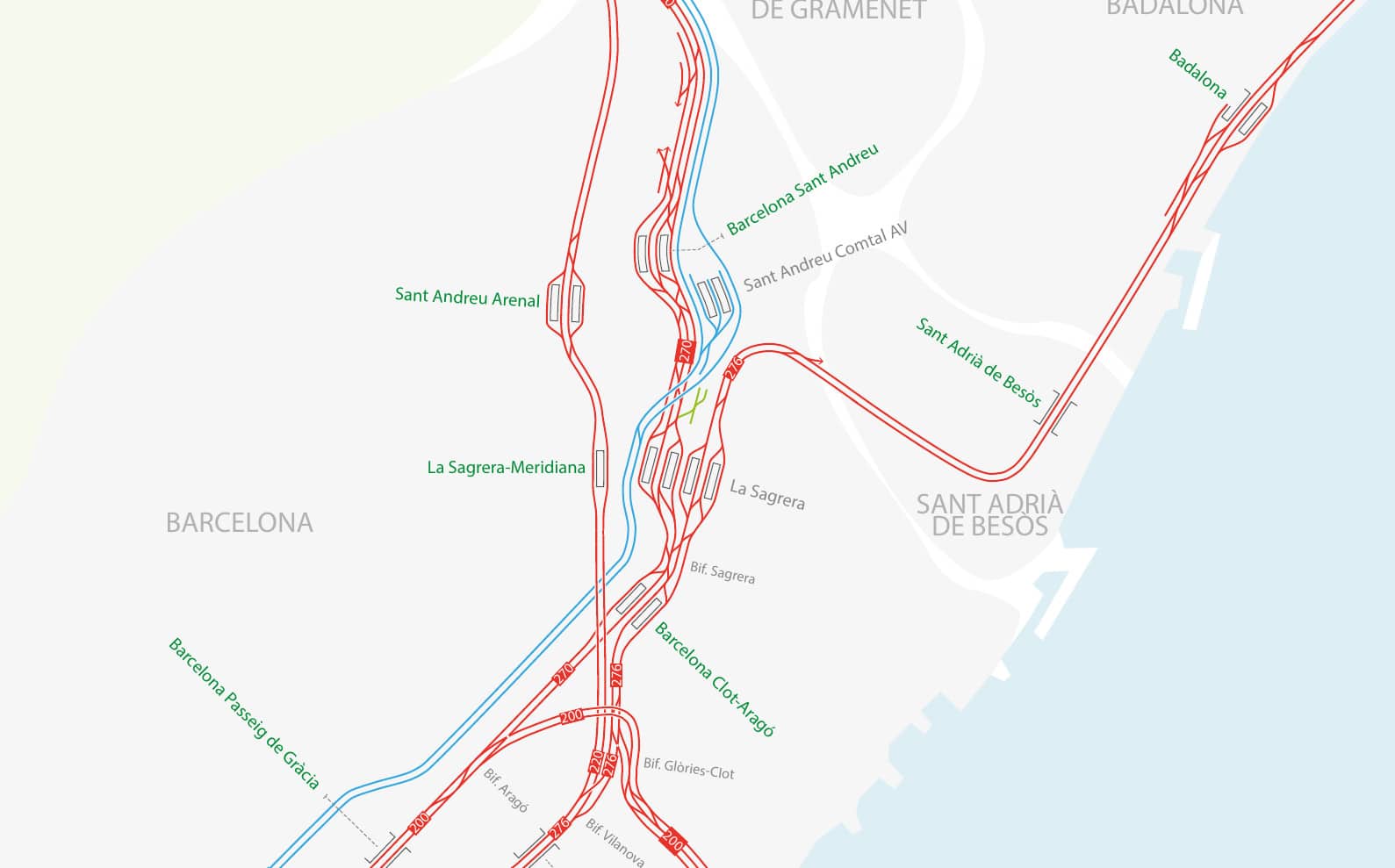 Mapa detallado de la Red Ferroviaria de Interés General - Trenvista